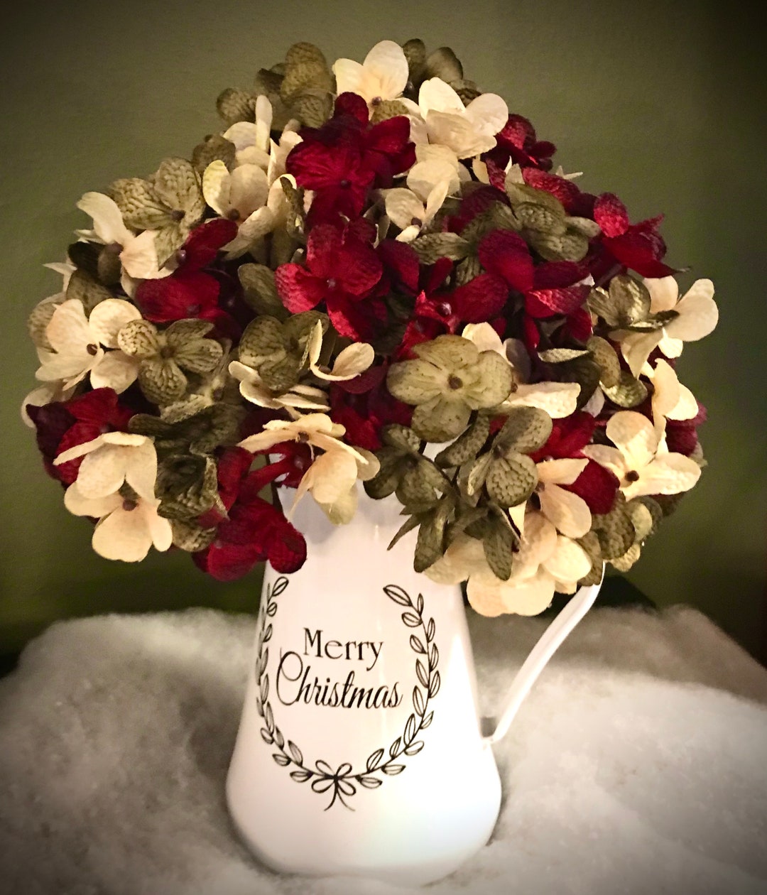 Hydrangea Floral Arrangement, Christmas Floral Decor, Multi-color ...