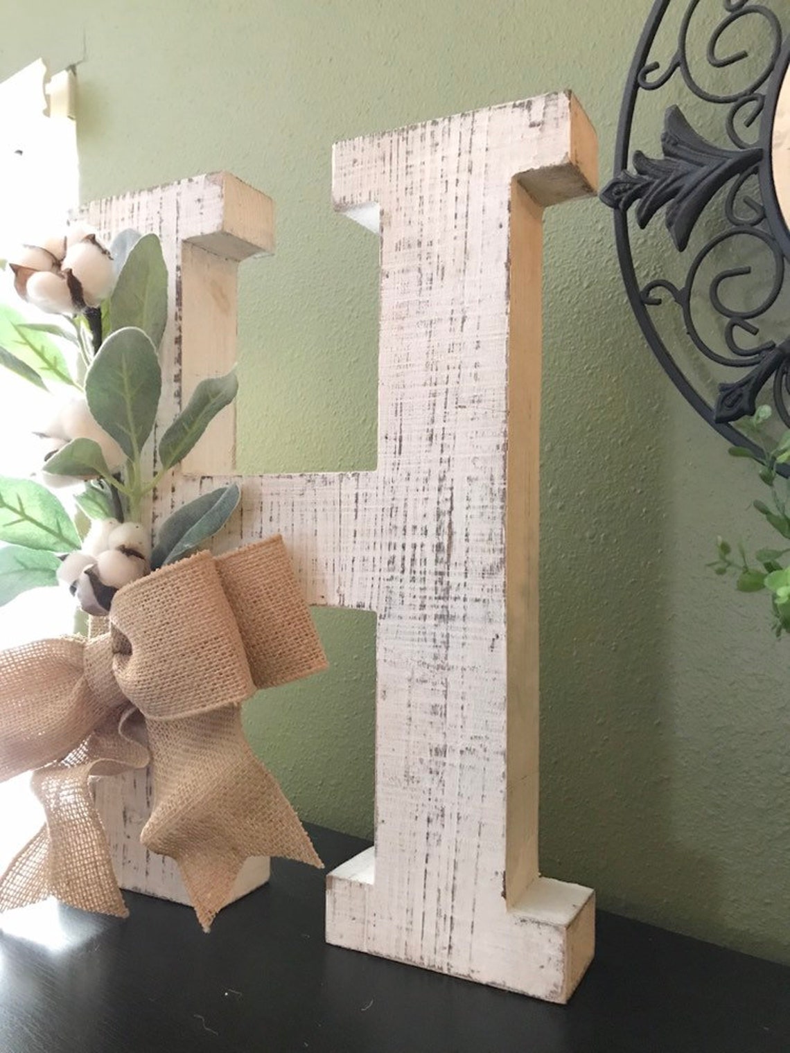 Rustic Farmhouse Wall Decor Free Standing Whitewashed Letter - Etsy