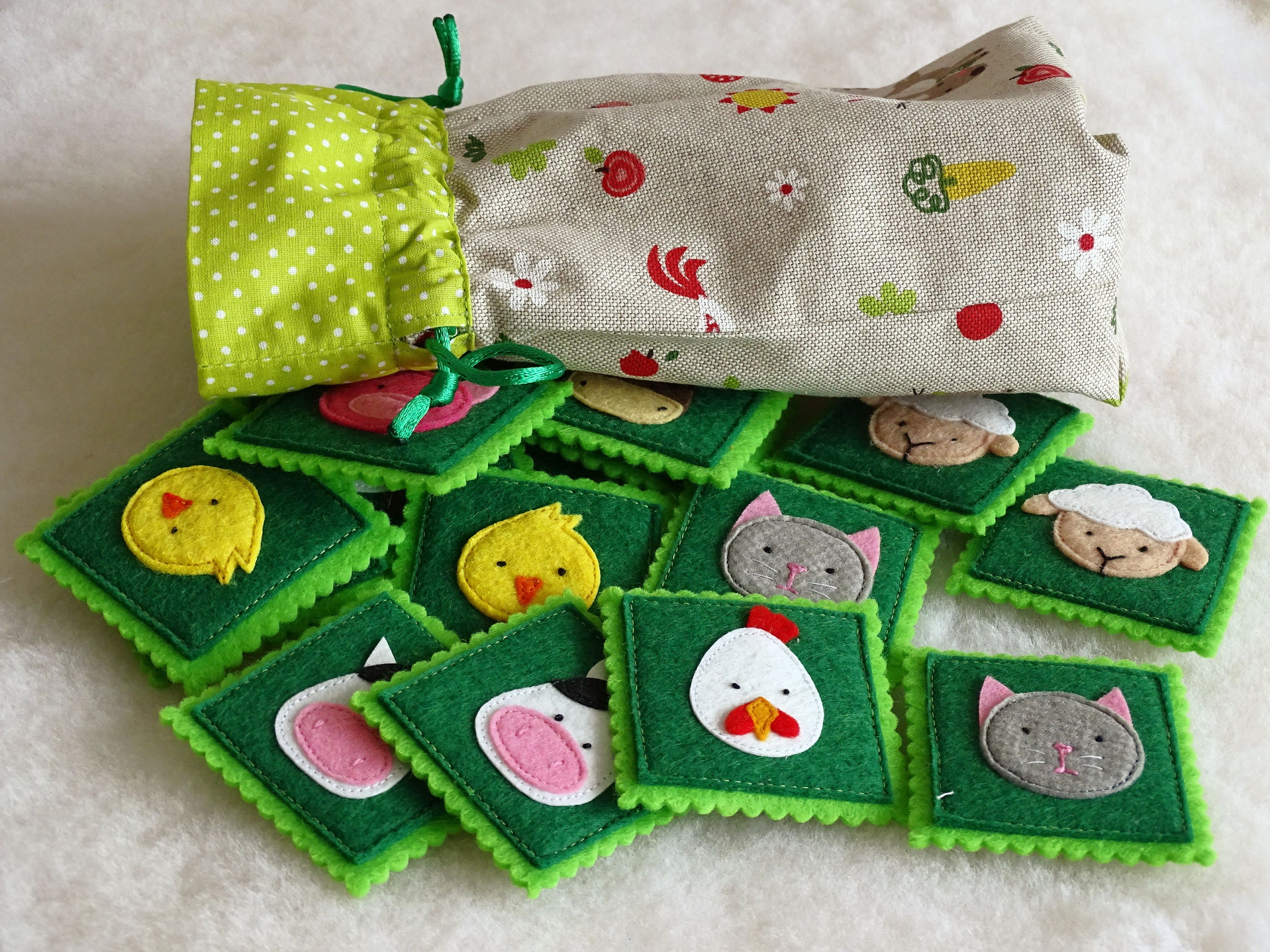 Felt Memory Game Farm Animals Toddler Fabric Toy Matching Pairs Game ...