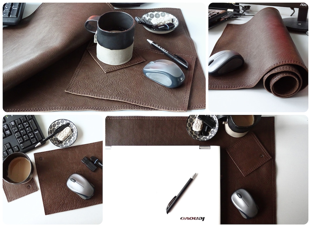 Leder Computer Schreibtischunterlage, Braune Leder ...