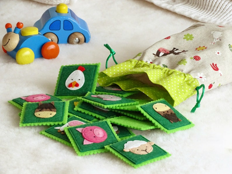 Felt Memory Game Farm Animals Toddler Fabric Toy Matching Pairs Game ...