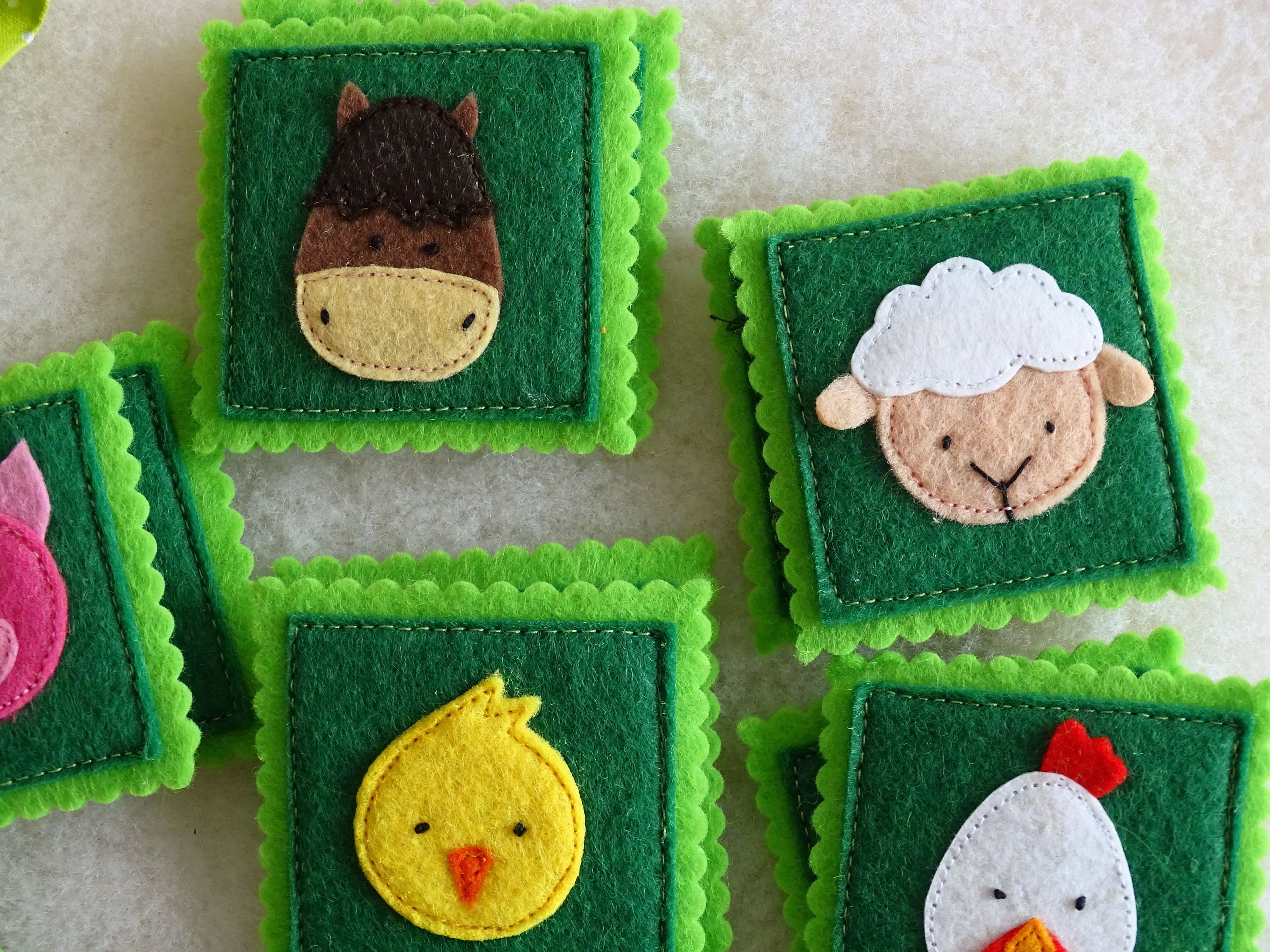 Felt Memory Game Farm Animals Toddler Fabric Toy Matching Pairs Game ...