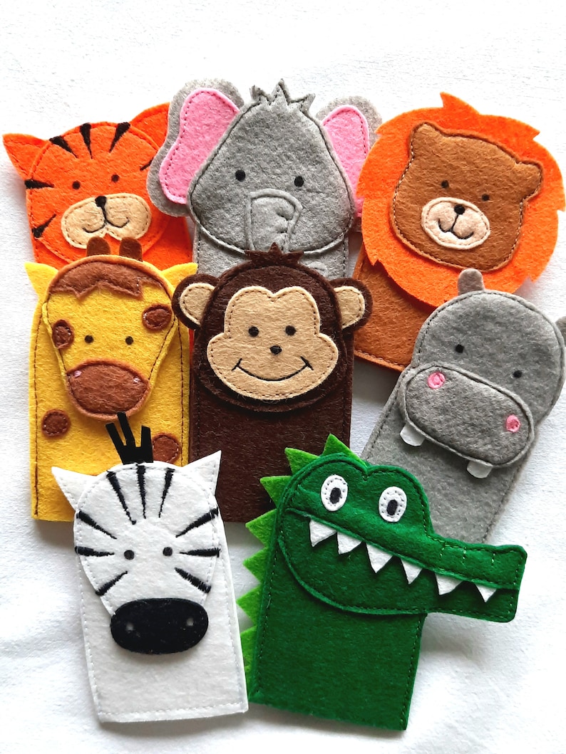 8 Felt Finger Puppets Jungle Animals Educational Finger - Etsy UK