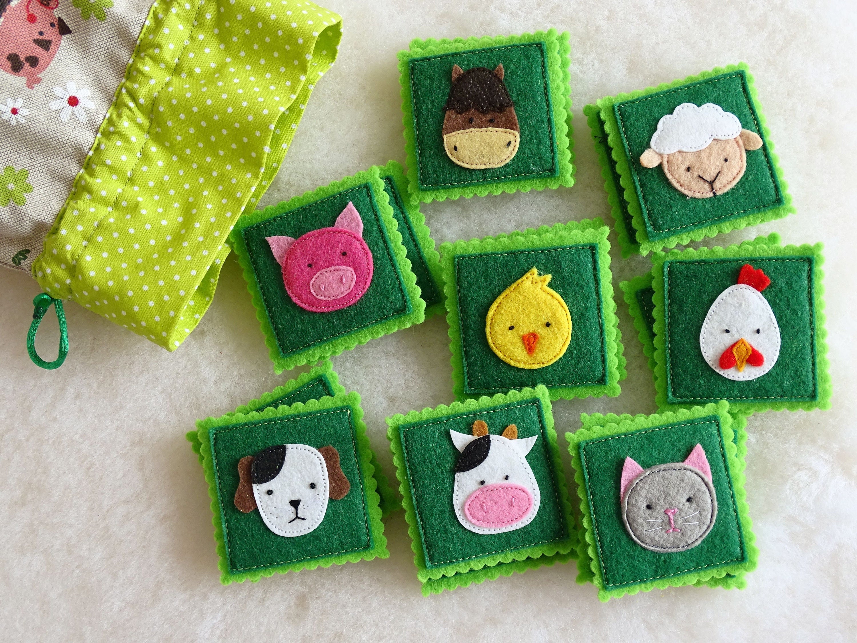 Felt Memory Game Farm Animals Toddler Fabric Toy Matching Pairs Game ...