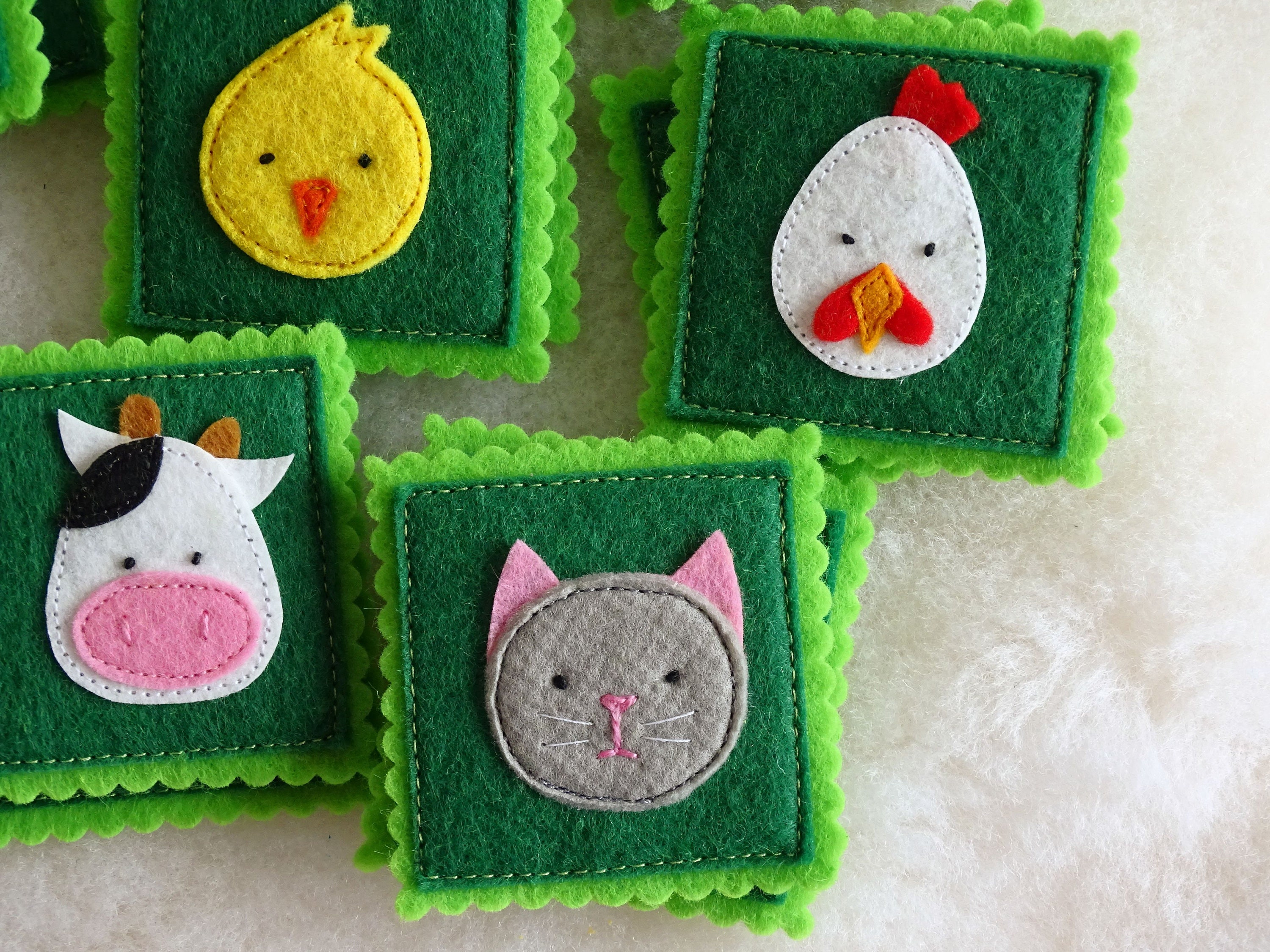 Felt Memory Game Farm Animals Toddler Fabric Toy Matching Pairs Game ...