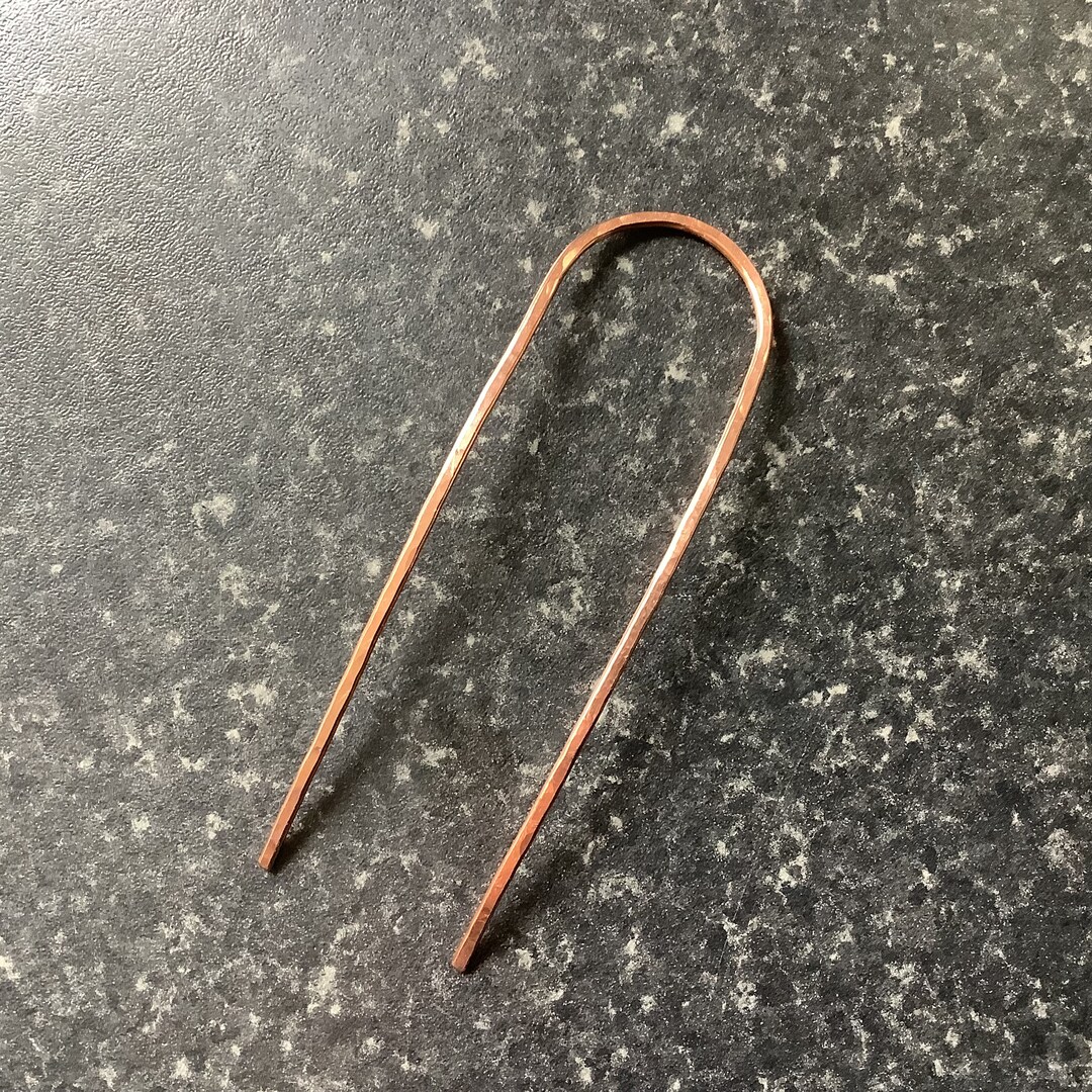 Hammered Copper Hair Pin: Curved Arc Bun Pin. Highly Polished 3” 4” 5 ...