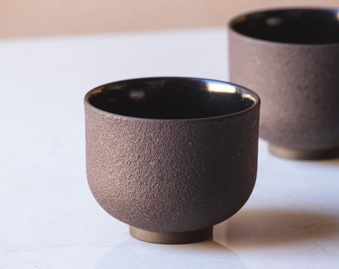 LILO. Black Sand, Cortado Cup, Double Espresso Set, Handcrafted Pottery ...