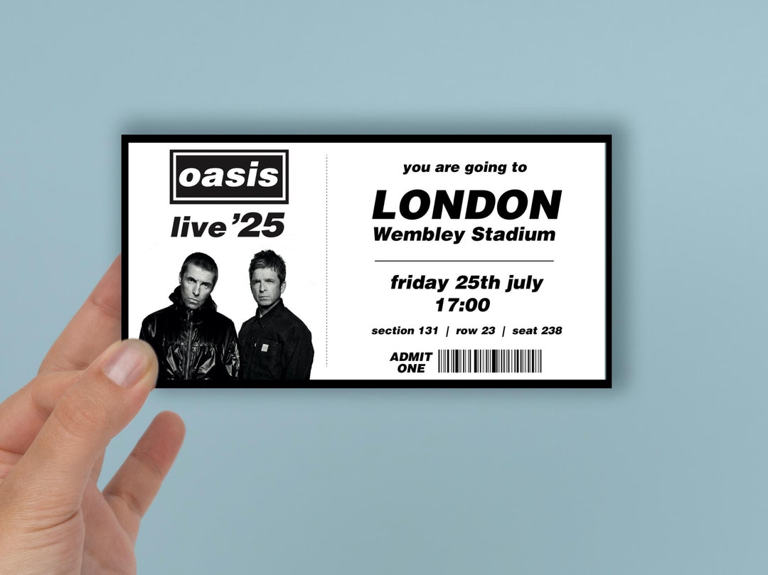 Oasis Live '25 Faux Ticket Template Print at Home Oasis Gig Ticket ...
