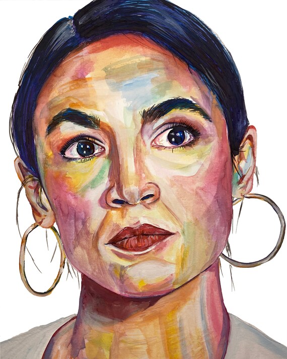 AOC alexandria Ocasio-cortez Watercolor Print | Etsy