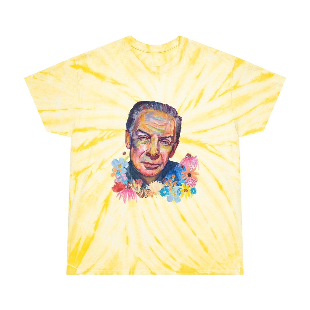 Jerry Orbach/lenny Briscoe Tie-dye Tee - Watercolor Portrait & Flowers ...