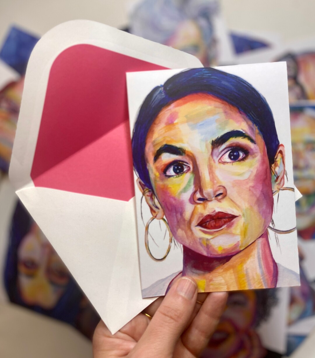 AOC (alexandria Ocasio-cortez) Watercolor Portrait Blank Greeting Card ...