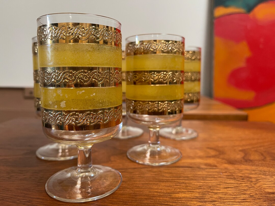 Set of 6 Vintage Culver Starlyte 22k Gold Stemmed Wine Glasses - Etsy