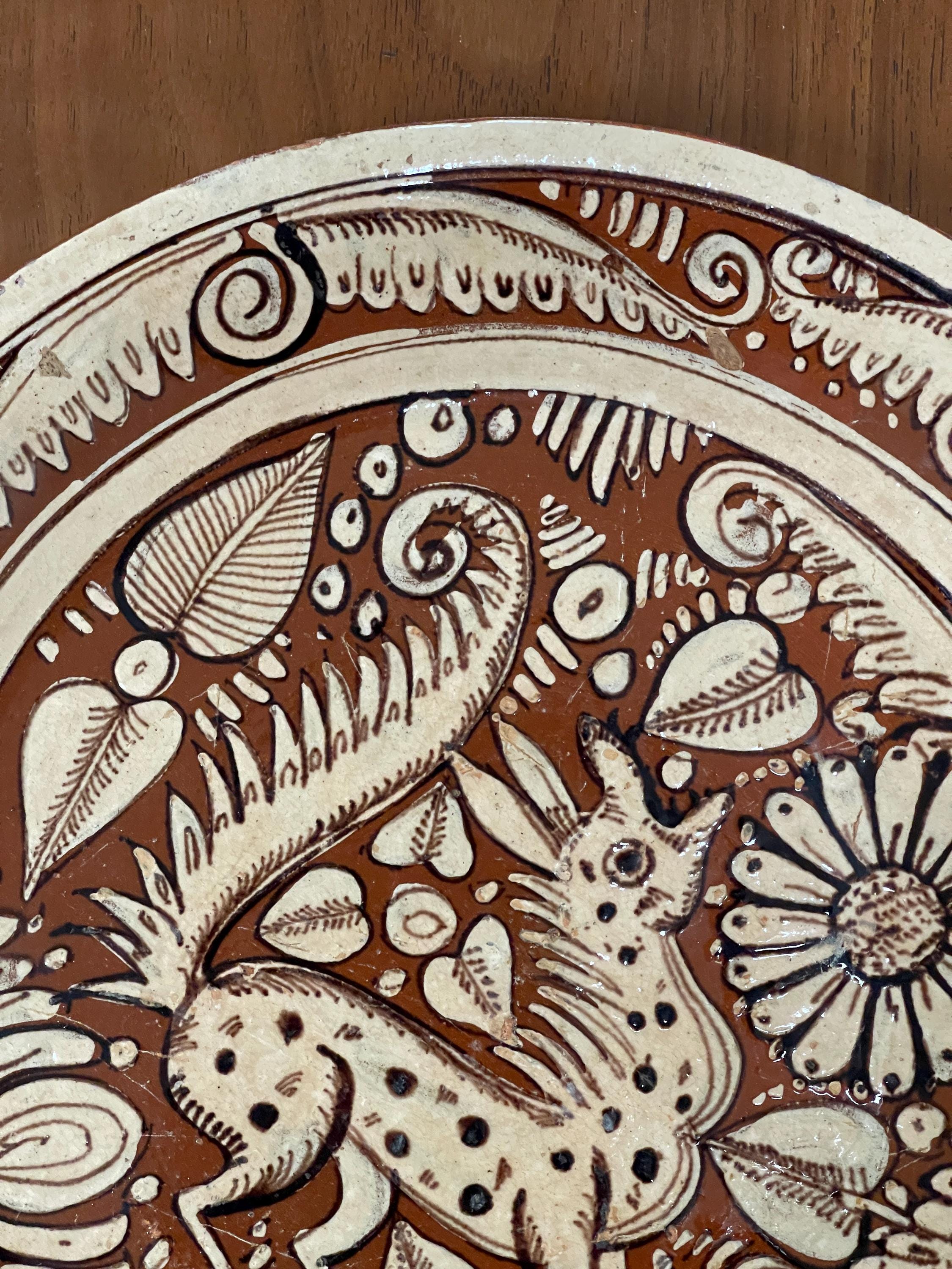 Vintage 1940s Mexican Tlaquepaque Barro Decor Plate 11 - Etsy
