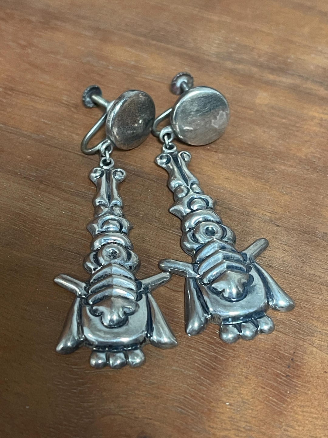 Vintage Early Mexico Silver Bumble Bee Screw Back Drop Dangle Earrings ...
