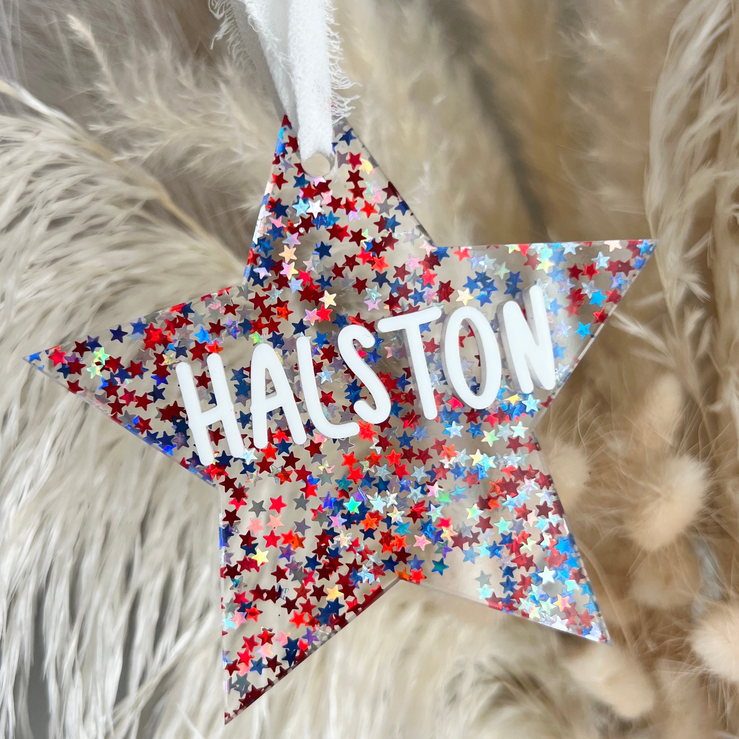 Star Name Tag 4th of July Name Tag Glitter Tag Custom Name - Etsy