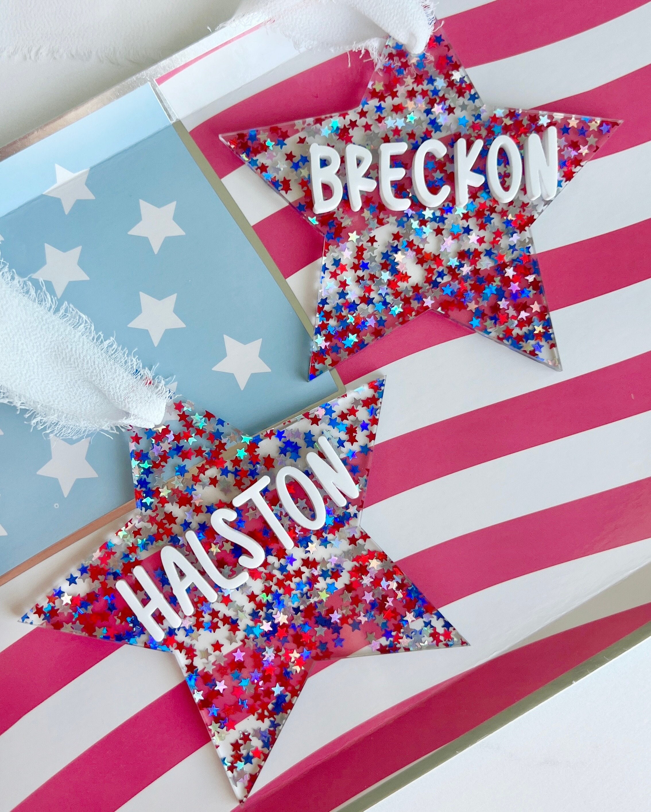Star Name Tag 4th of July Name Tag Glitter Tag Custom Name - Etsy
