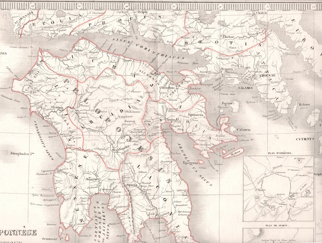 1838 ORIGINAL Vintage Map of Greece Rare Antique Decorative Map of the ...