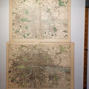 Two 1889 ORIGINAL Vintage Maps of London Rare Antique Decorative Map ...