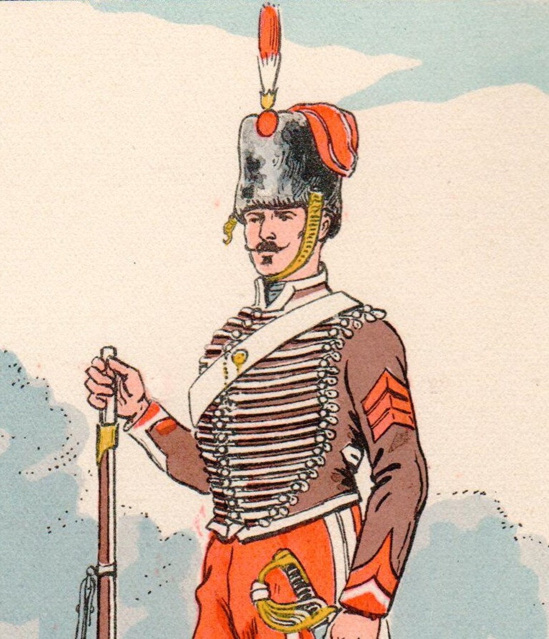 2 Vintage Soldier Engravings Military Uniform Decorative Prints Rare ...