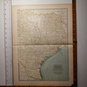 Two 1897 ORIGINAL Vintage Maps of Texas East Texas Map & West Texas Map ...