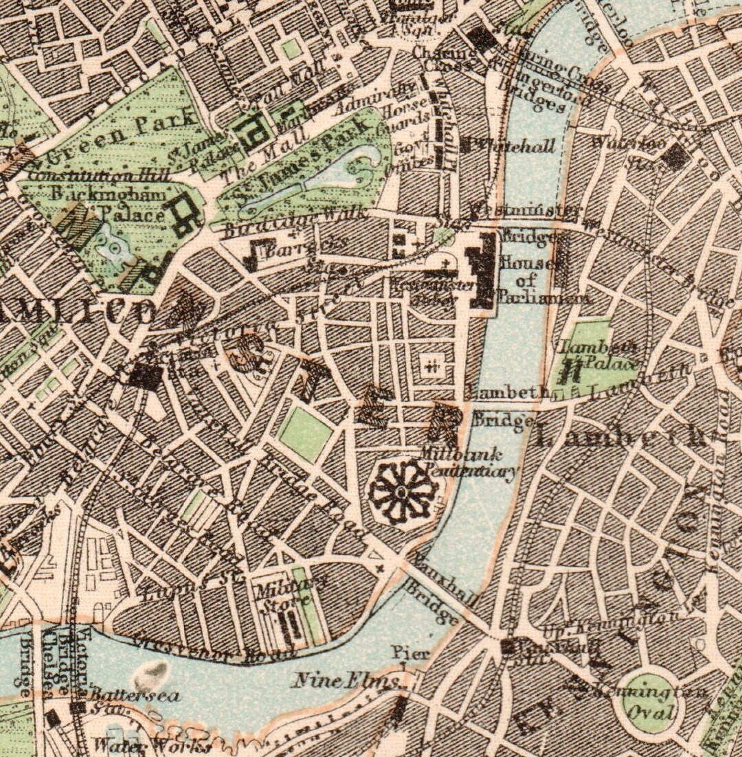 Two 1889 ORIGINAL Vintage Maps of London Rare Antique Decorative Map ...
