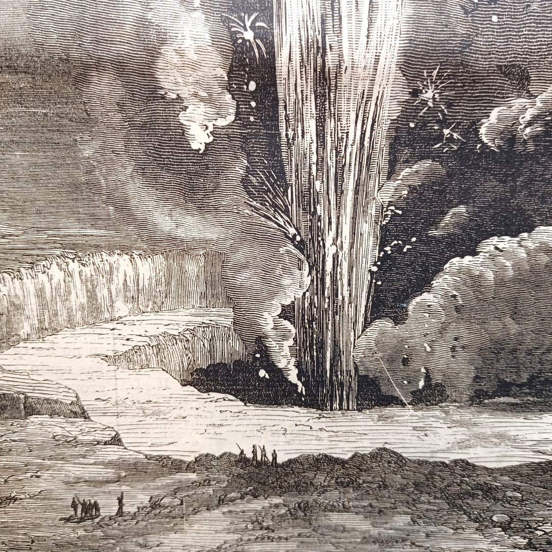 1872 Original Hawaiian Volcano Eruption Sandwich Islands London ...