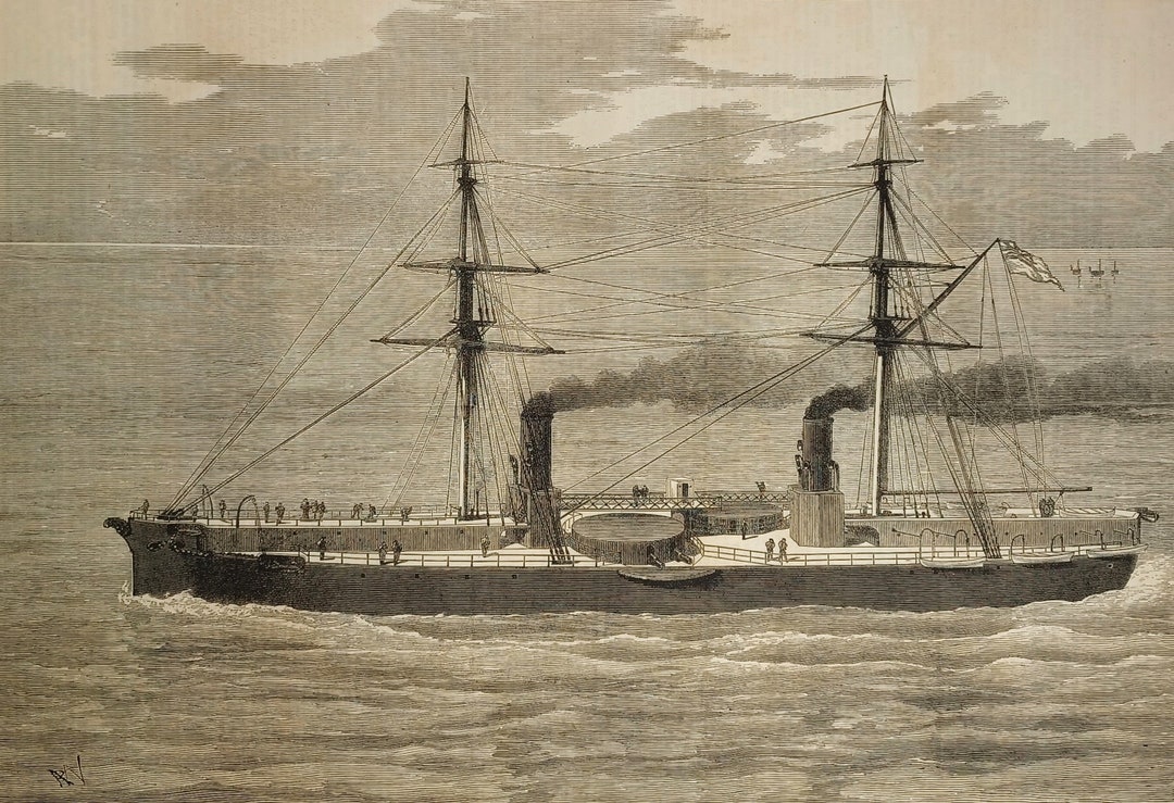 1876 Ironclad Battleship Naval Sailing Warship Print Nautical Print ...