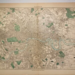 Two 1889 ORIGINAL Vintage Maps of London Rare Antique Decorative Map ...