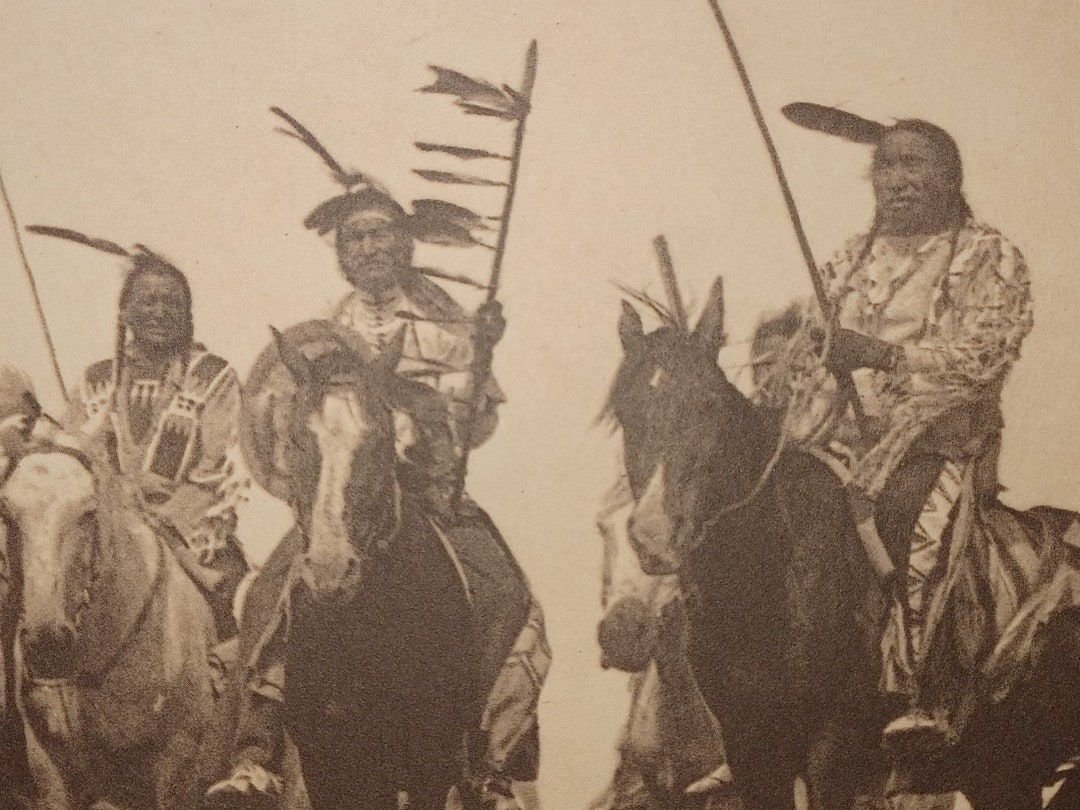 Atsina Warriors Large Original Engraving Native American Tribe Plains ...