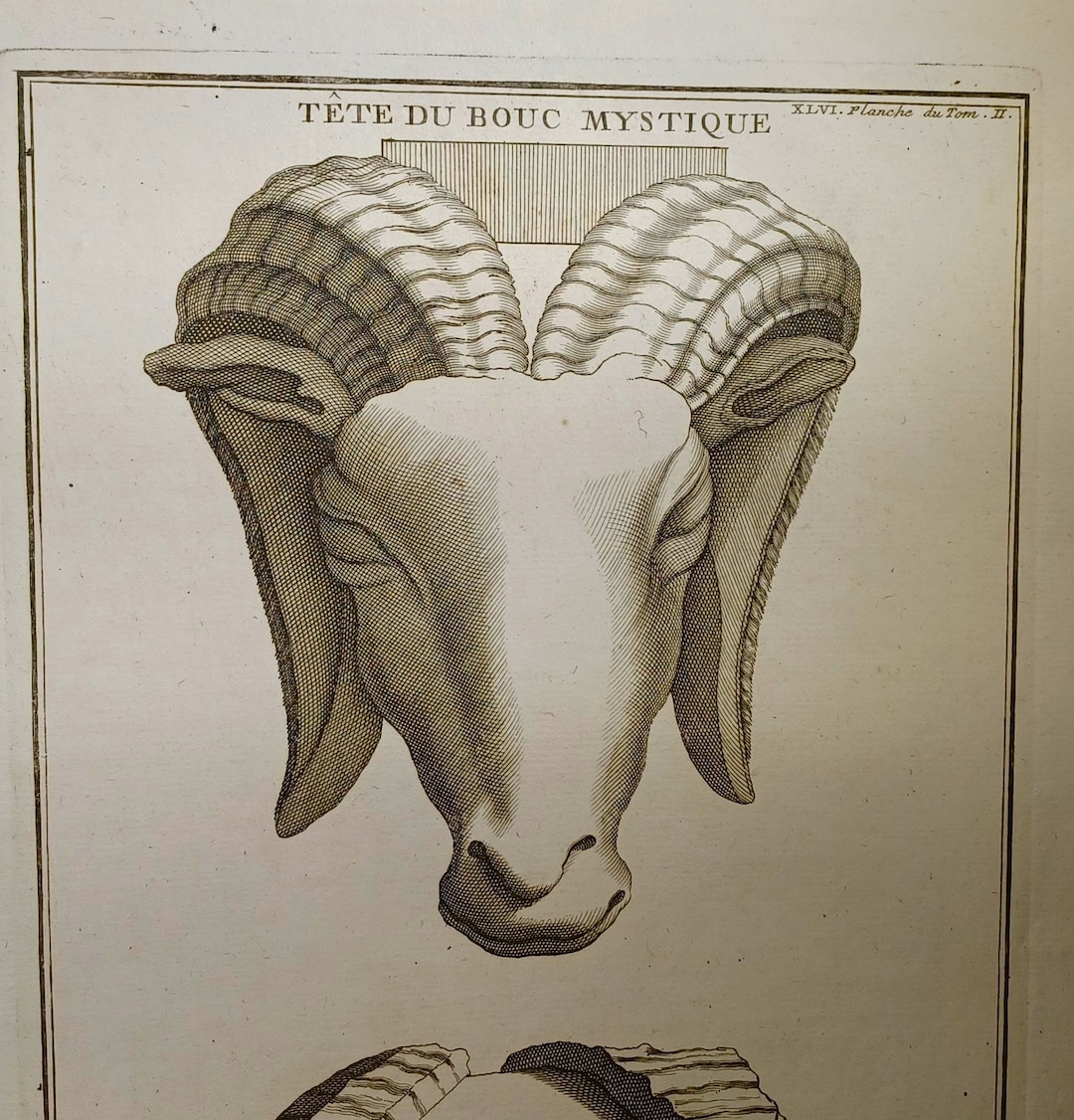1722 Egyptian Ram Head Original Large Rare Print Mystical Egypt Ram ...