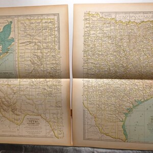 Two 1897 ORIGINAL Vintage Maps of Texas East Texas Map & West Texas Map ...