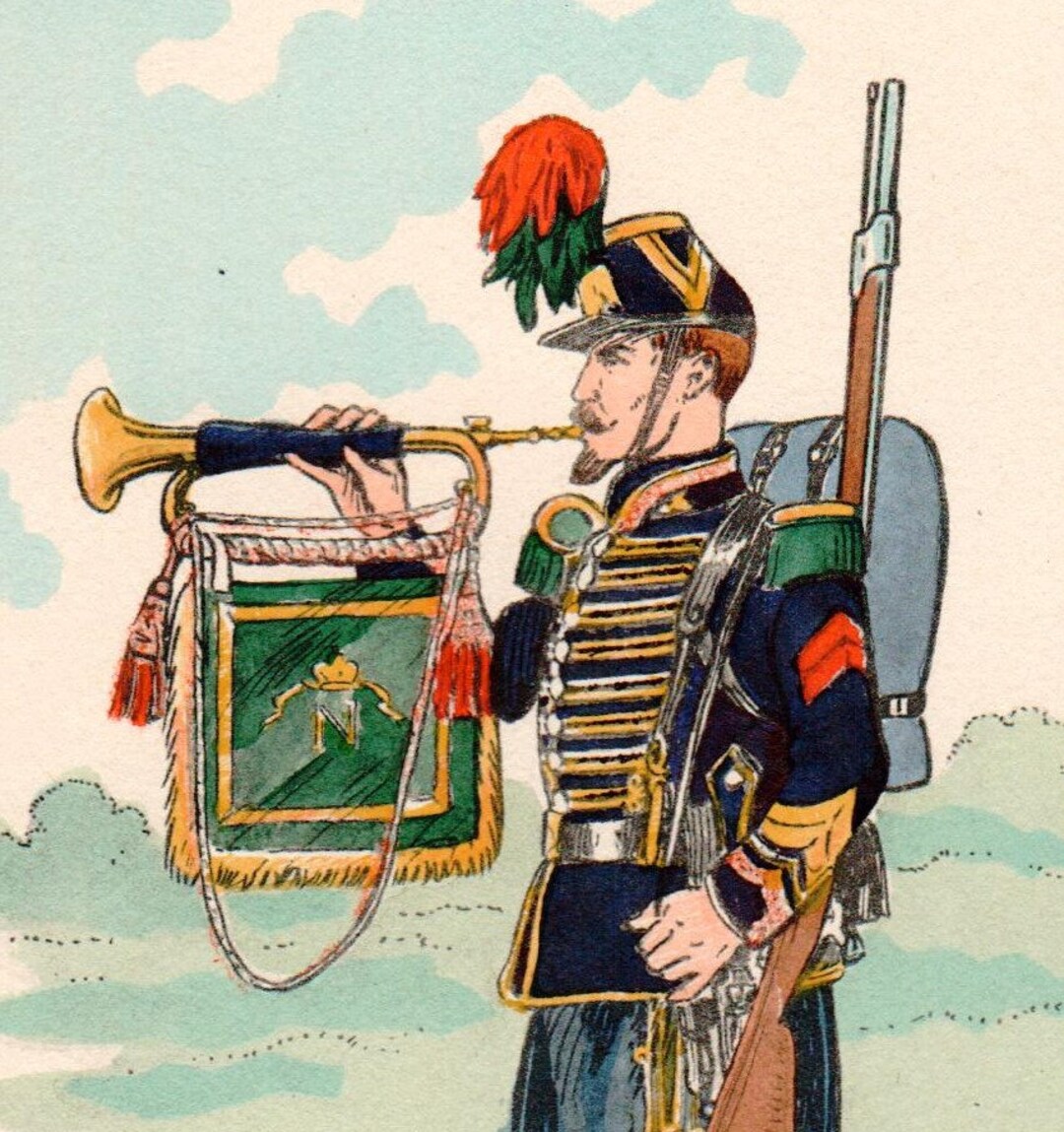 2 Vintage Soldier Engravings Military Uniform Decorative Prints Rare ...