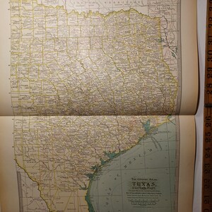 Two 1897 ORIGINAL Vintage Maps of Texas East Texas Map & West Texas Map ...