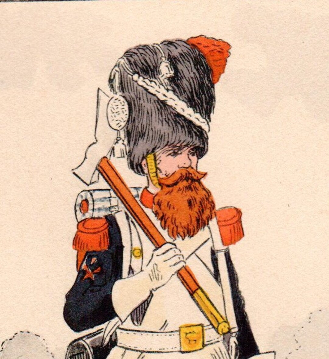 2 Vintage Soldier Engravings Military Uniform Decorative Prints Rare ...