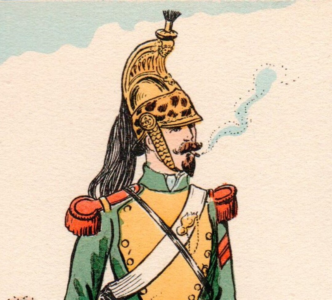 2 Vintage Soldier Engravings Military Uniform Decorative Prints Rare ...