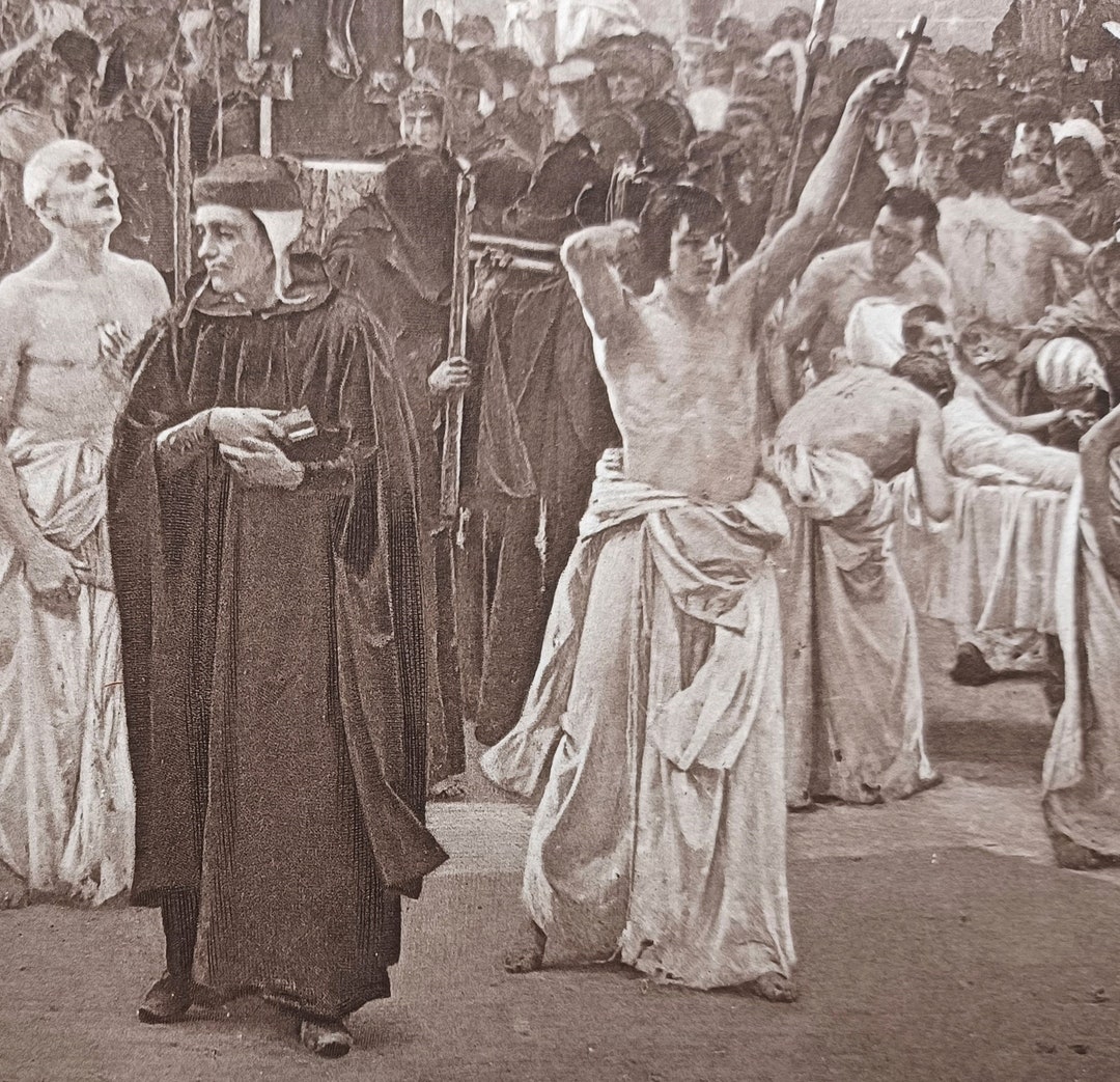 1885 Flagellants Original Print Christian Public Flagellation Vintage ...