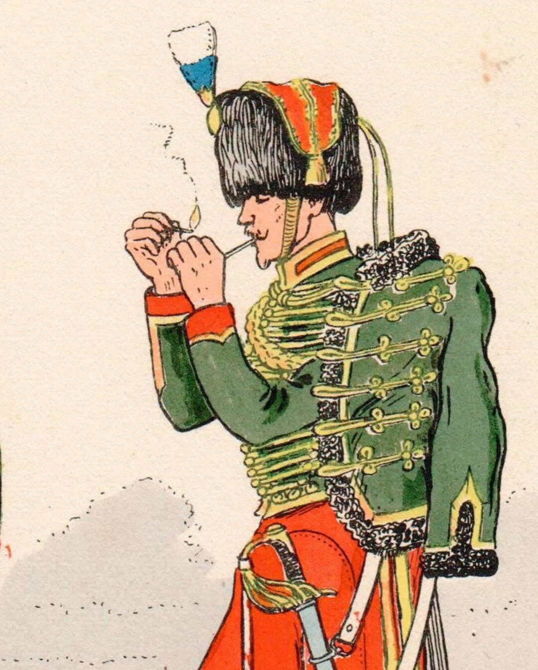 2 Vintage Soldier Engravings Military Uniform Decorative Prints Rare ...