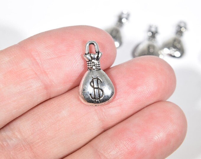 6 Money Charms 3D Money Bag Charms Loot Bag Charms Purse Charms Money ...