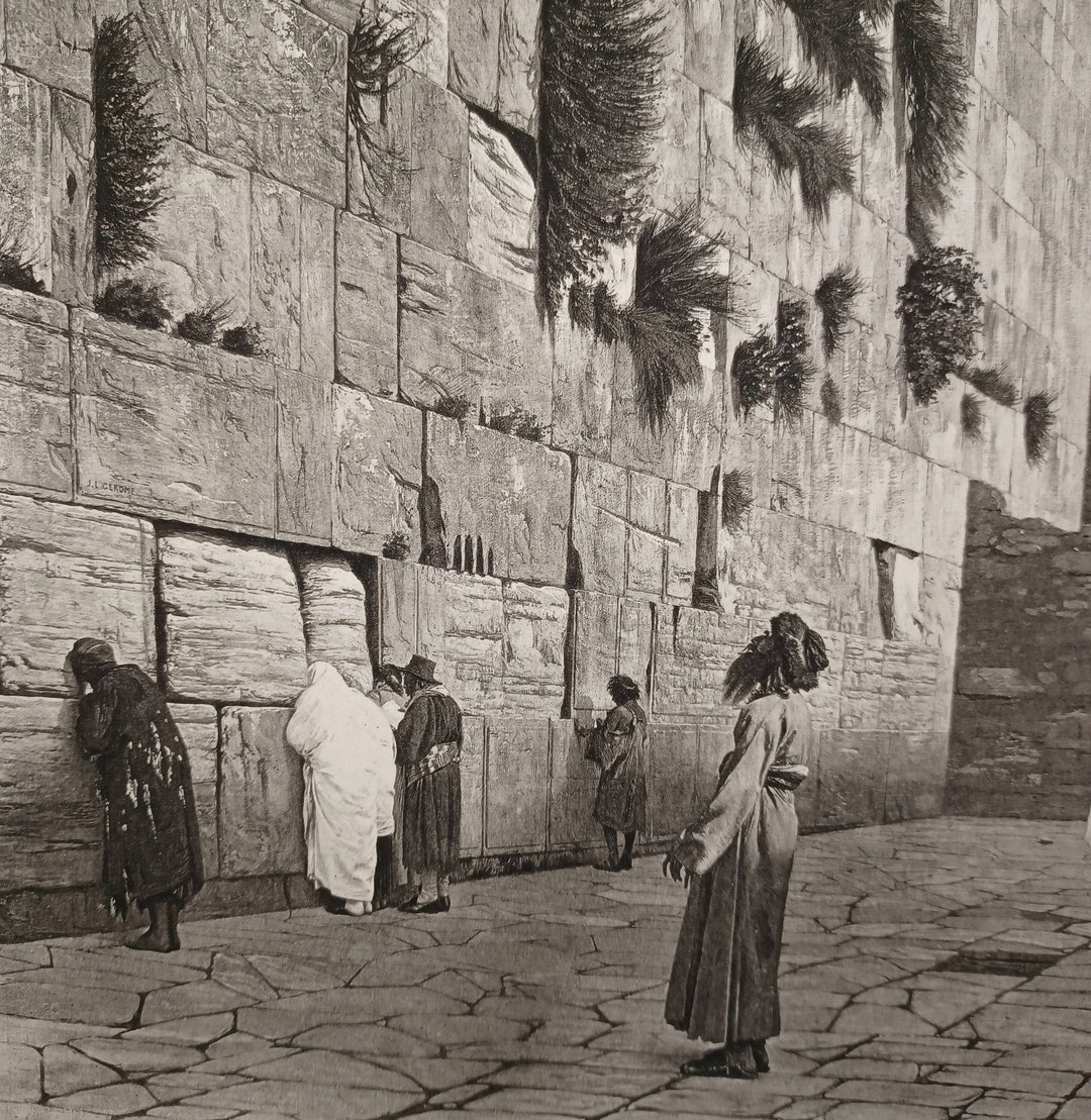 1881 the Wailing Wall the Wall of Solomon Jerusalem Israel Second ...