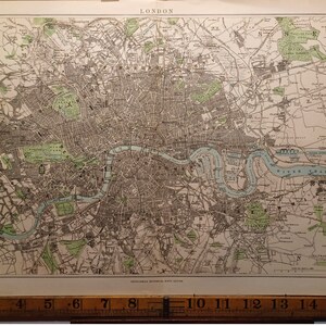 Two 1889 ORIGINAL Vintage Maps of London Rare Antique Decorative Map ...