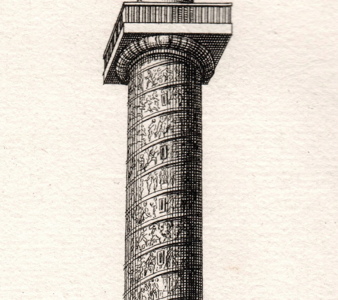 1722 Roman Architecture Ancient Columns & Obelisk Original Large Rare ...