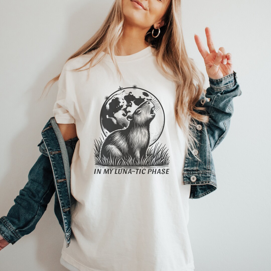 Capybara and Moon Shirt Comfort Colors T Shirt Gift for Capybara Owner ...