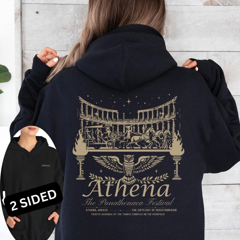 Athena Hoodie Greek Mythology Goddess Graphic Print Apparel - Etsy