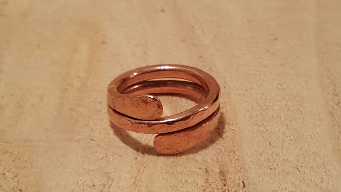 Copper Hammered Pinky Ring - Etsy