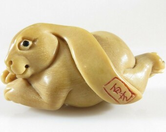 Rabbit Netsuke - Etsy
