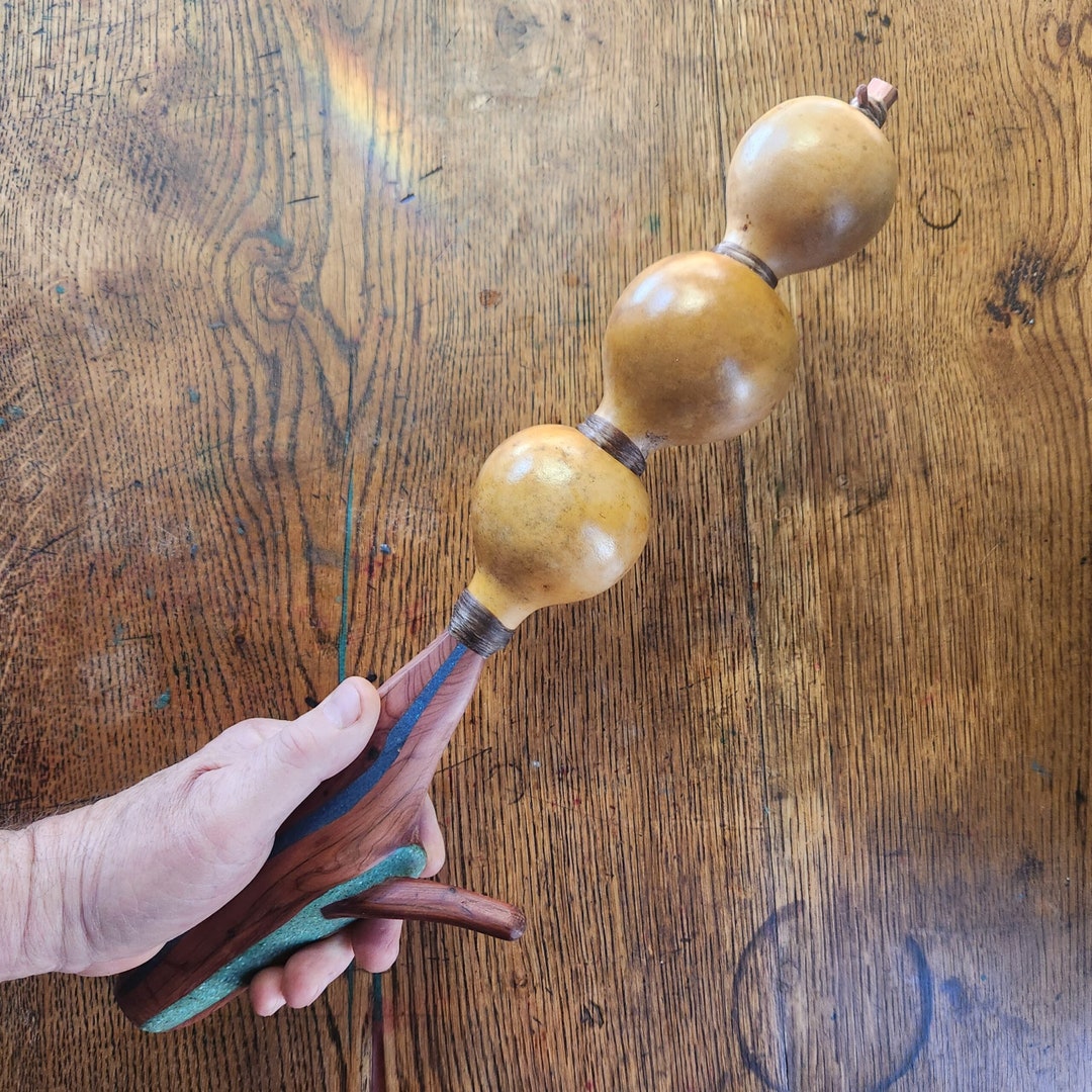 3 Gourd Big Cedar Rattle With Inlay - Etsy