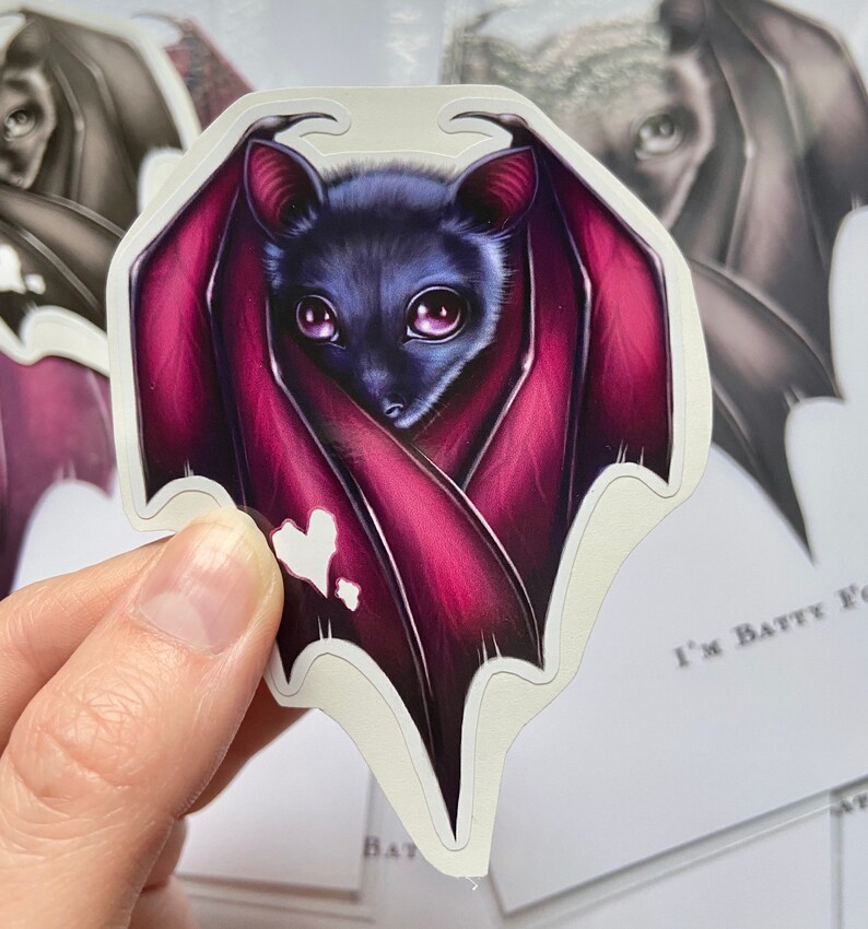 Heart Shaped Bat Vinyl Decal Sticker - Etsy