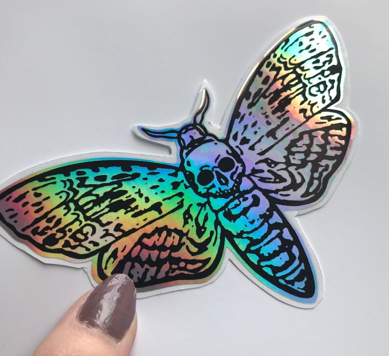 Holographic Death Head Moth Vinyl Decal Sticker Rainbow Moth | Etsy UK