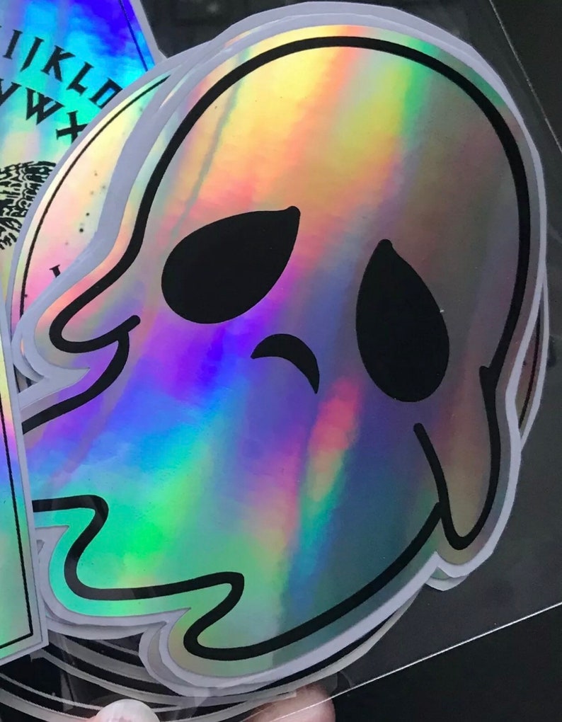 Holographic Cute Spooky Ghost Vinyl Decal Sticker Rainbow - Etsy