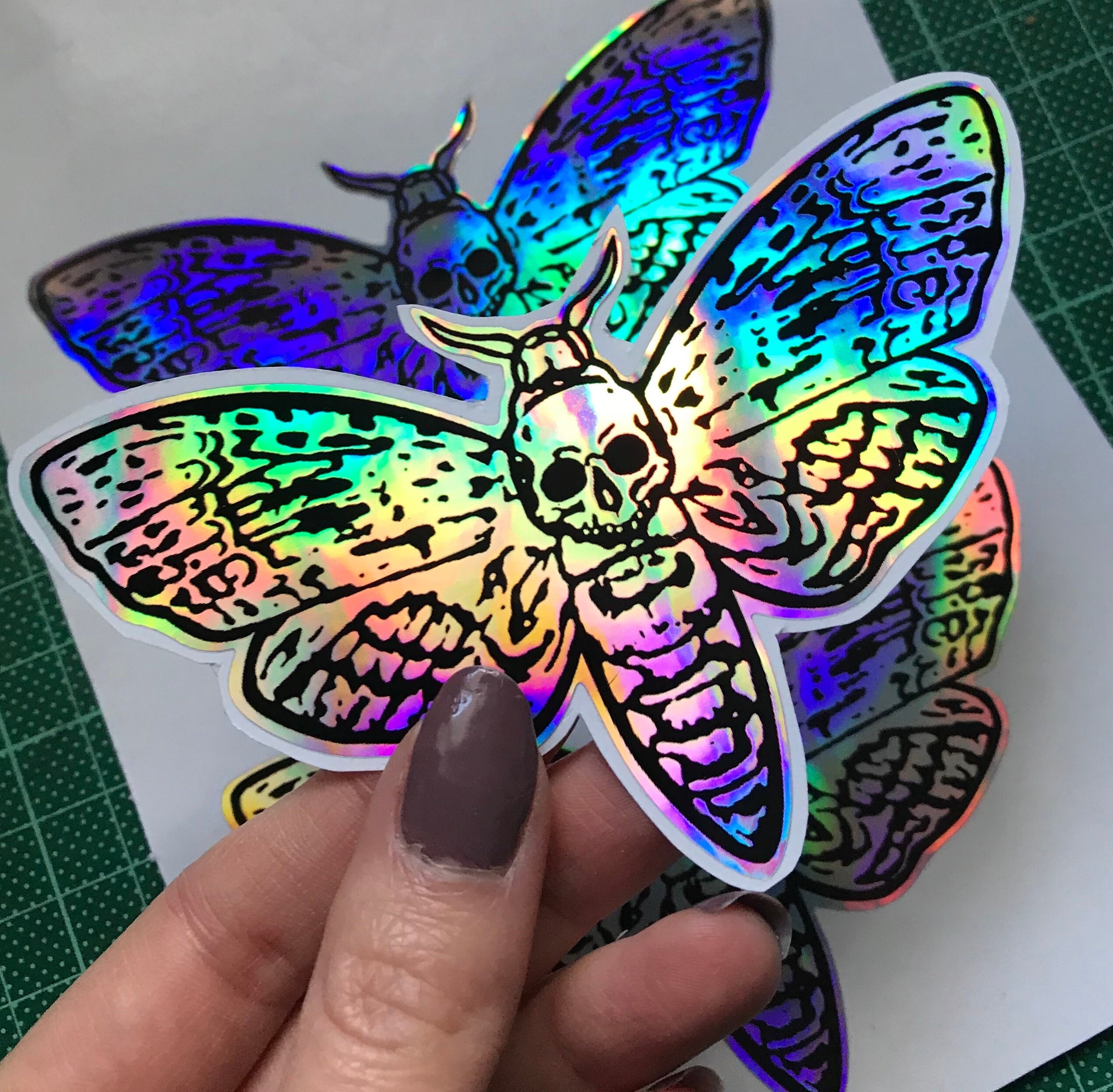 Holographic Death Head Moth Vinyl Decal Sticker Rainbow Moth | Etsy